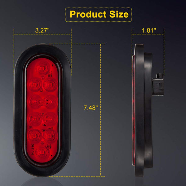 6 Inch Oval 4 RED 2 White LED Stop/Turn/Tail Lights – LIMICAR LED ...