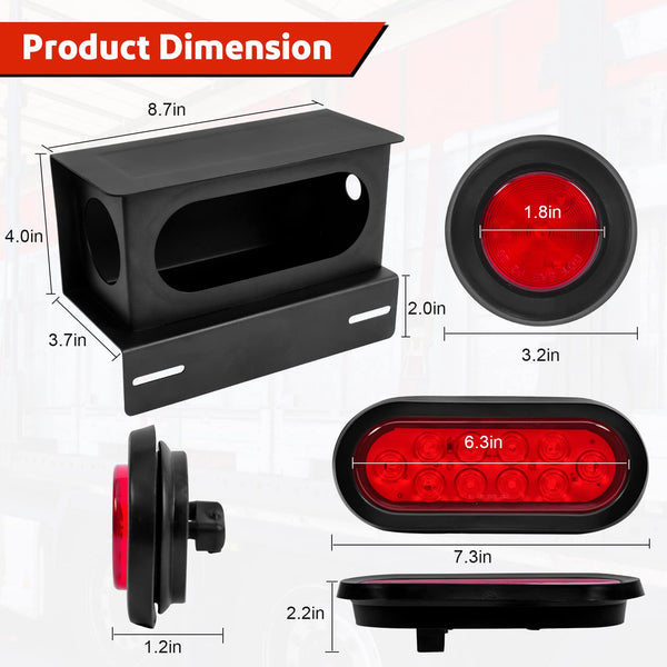 Welded Steel Trailer Light Boxes Kit 6 Tail 2 Marker | Limicar ...