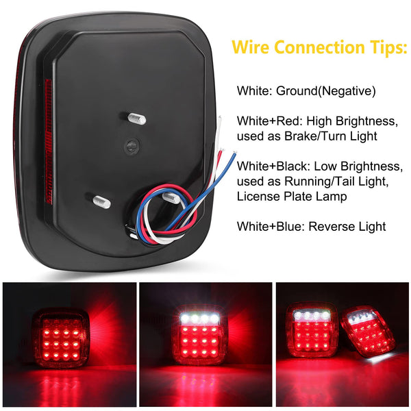 2pcs Red/White Square LED Trailer Lights 22 Diodes | Limicar – LIMICAR ...